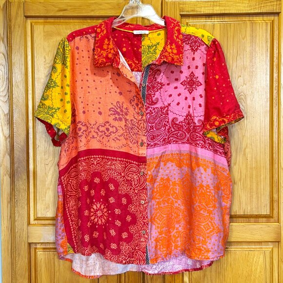Sundance | Tops | Sundance Bright Patchwork Linen Button Down X Top ...
